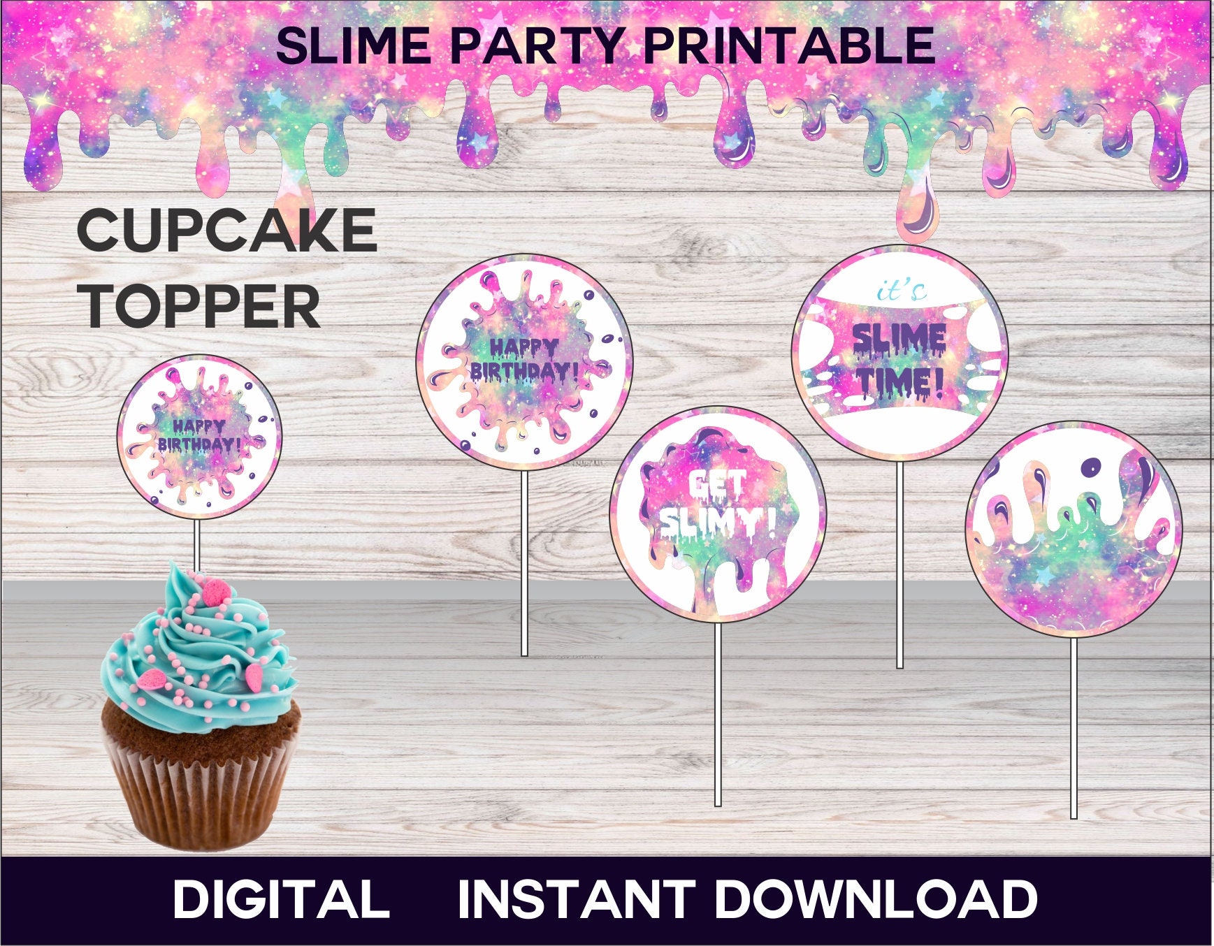 Slime Theme Party Decorations, Slime Birthday Party, Printable Birthday ...
