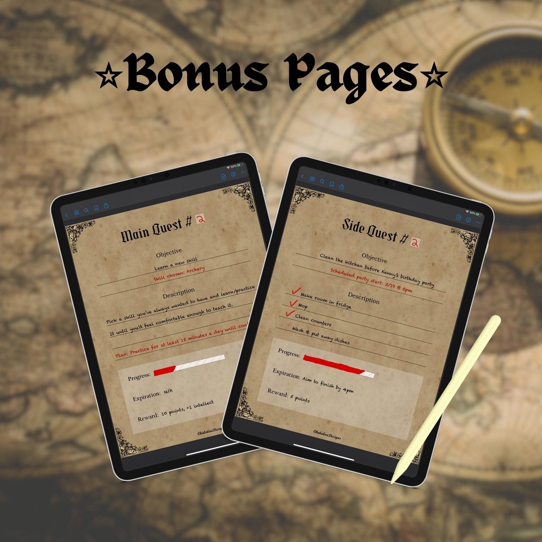 Main & Side Quests - Bonus Pages for 2024 Fantasy Planner - Etsy