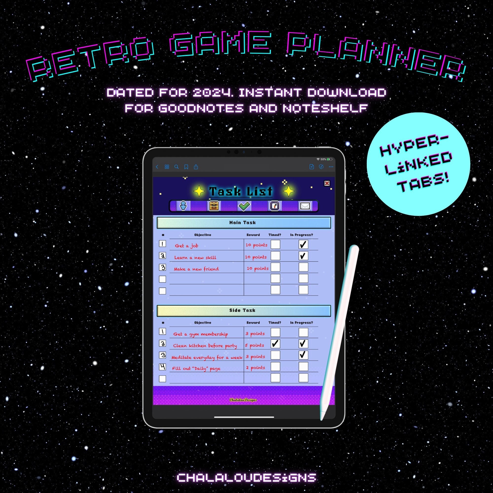 2024 Retro Game Planner, Digital Planner, Motivational Planner ...