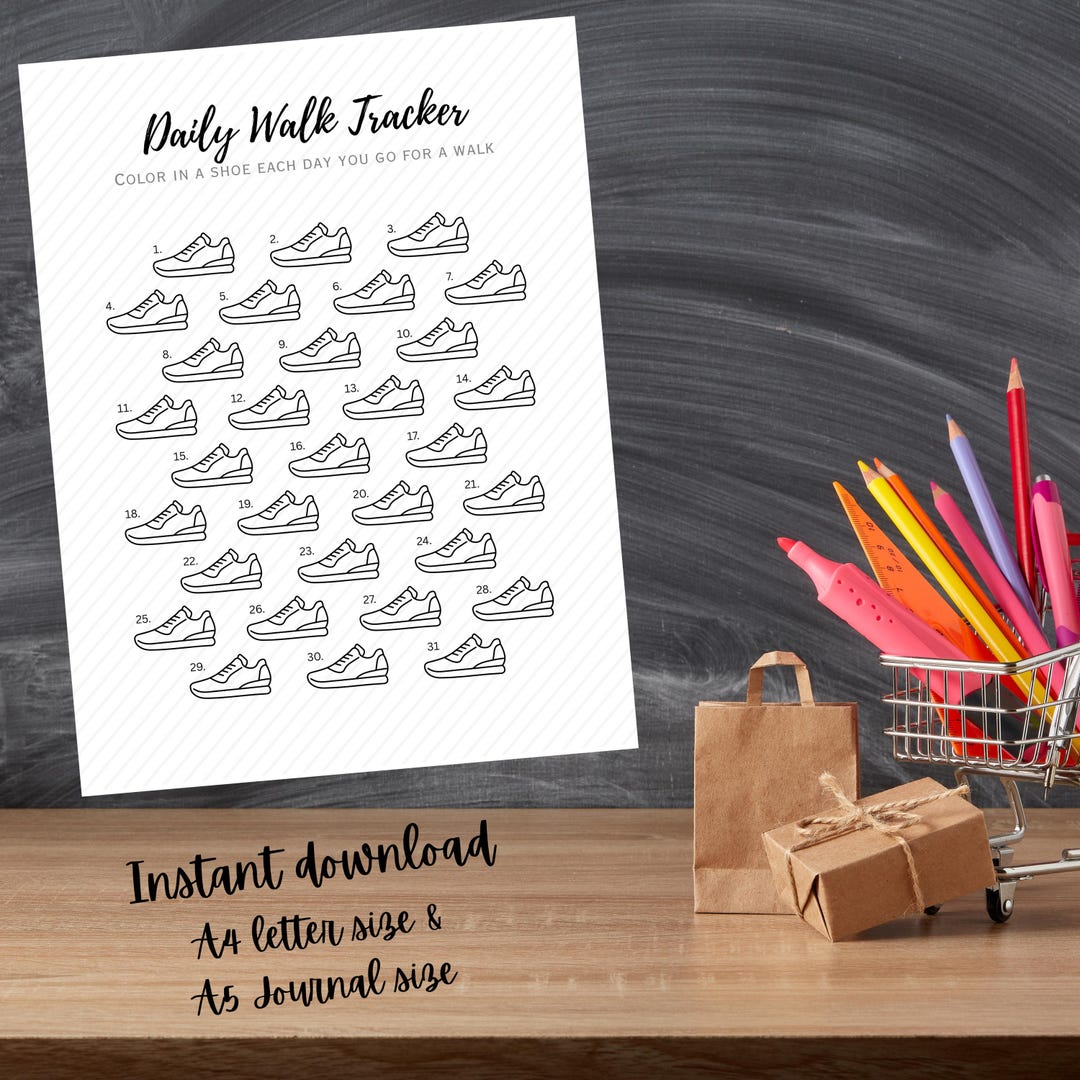 PRINTABLE Walk Tracker, Daily Walk Tracker, Fitness Tracker, Walk Goal ...