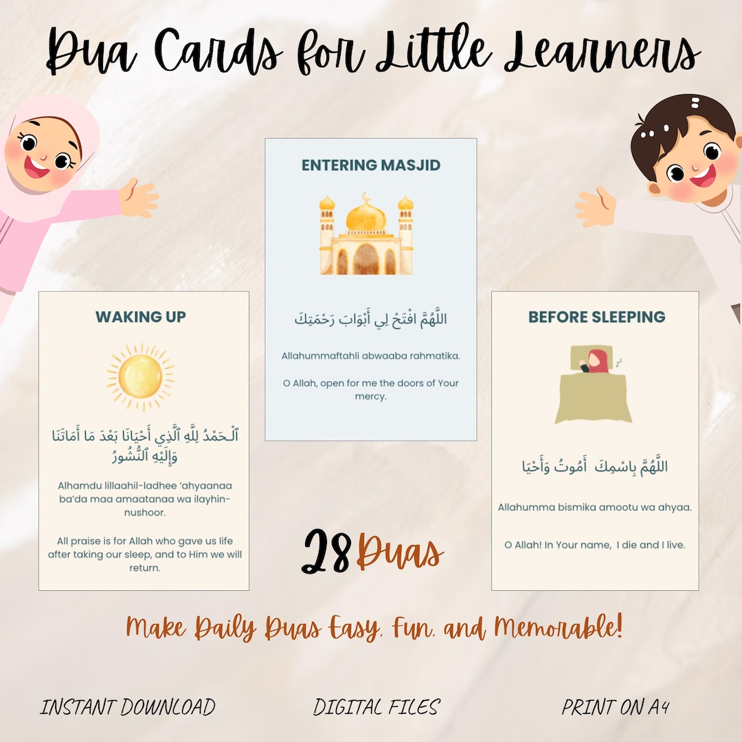 Kids Dua Cards,islamic Dua Flashcards,islamic Kids Printable,easy Daily ...