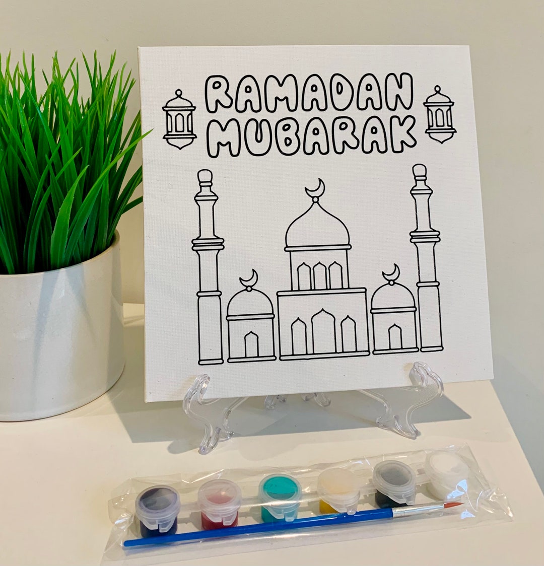 Ramadan Canvas Panel Coloring Activity for Kids,ramadan Eid Kids ...