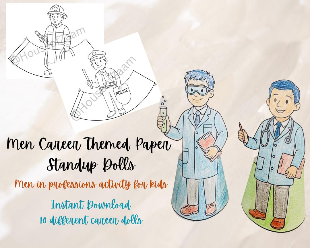 Digital Paper Dolls-men Job Attire Outfits,printable Career Stand-up ...