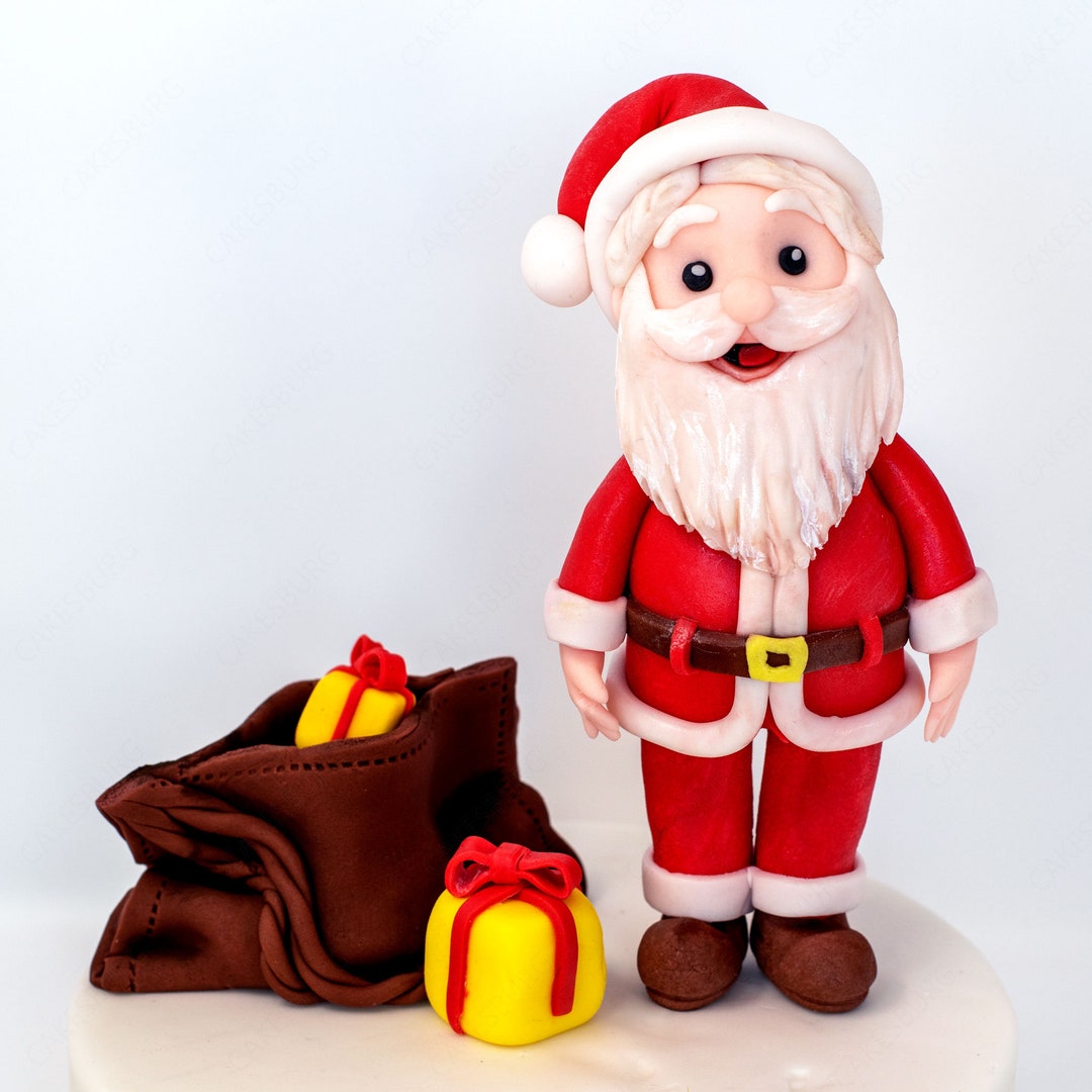 Edible Fondant Santa Clause With Gift Bag Cake Topper - Etsy