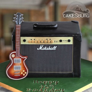 Edible Fondant Guitar Cake Topper and Personalised Amp Face - Etsy