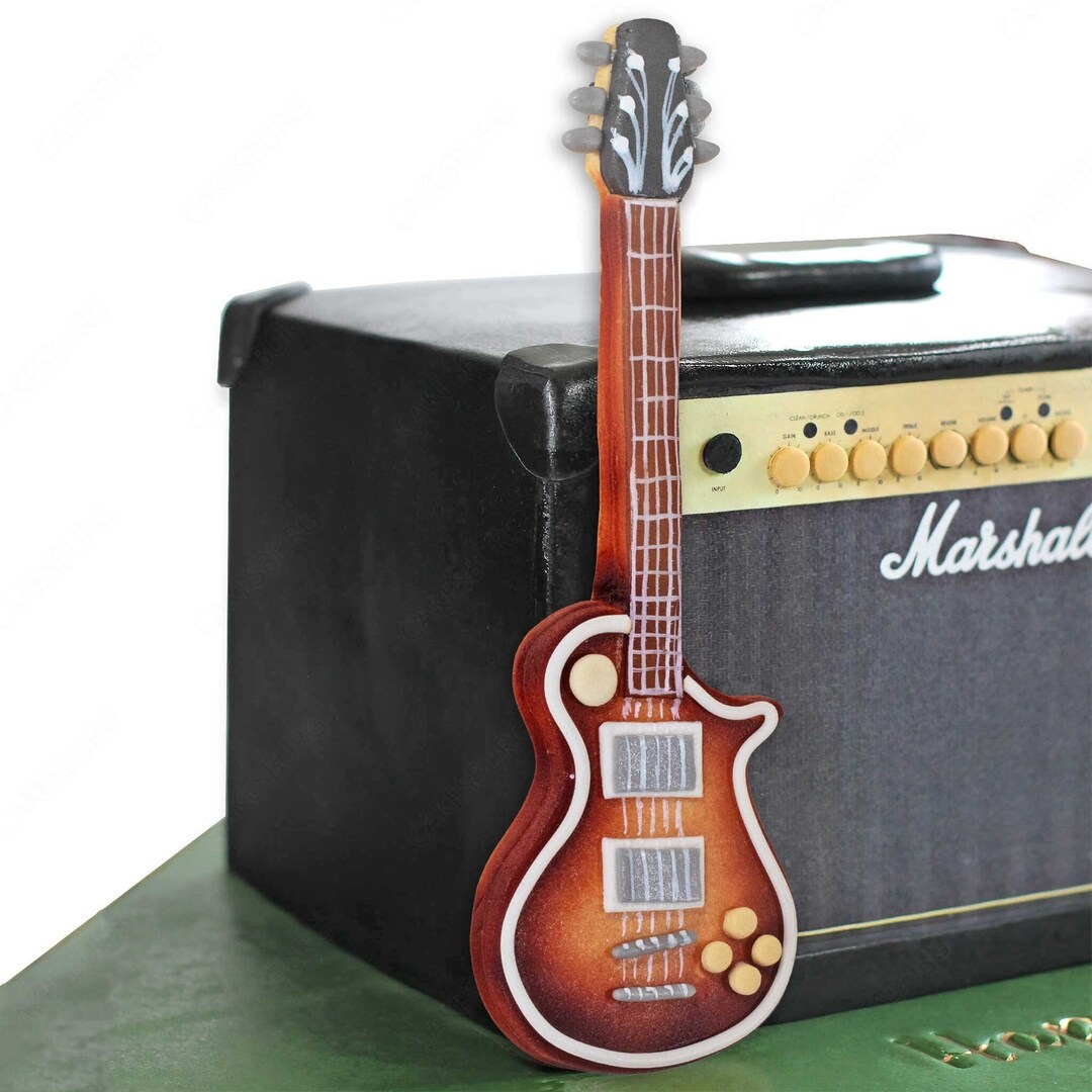 Edible 8 Inches 20cm Large Size Guitar and Printed Amp Face Cake ...