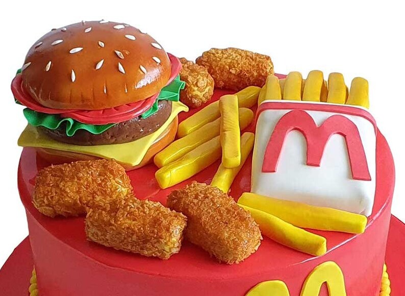 Edible Fondant 3D Burger Menu Cake Decoration - Etsy Australia