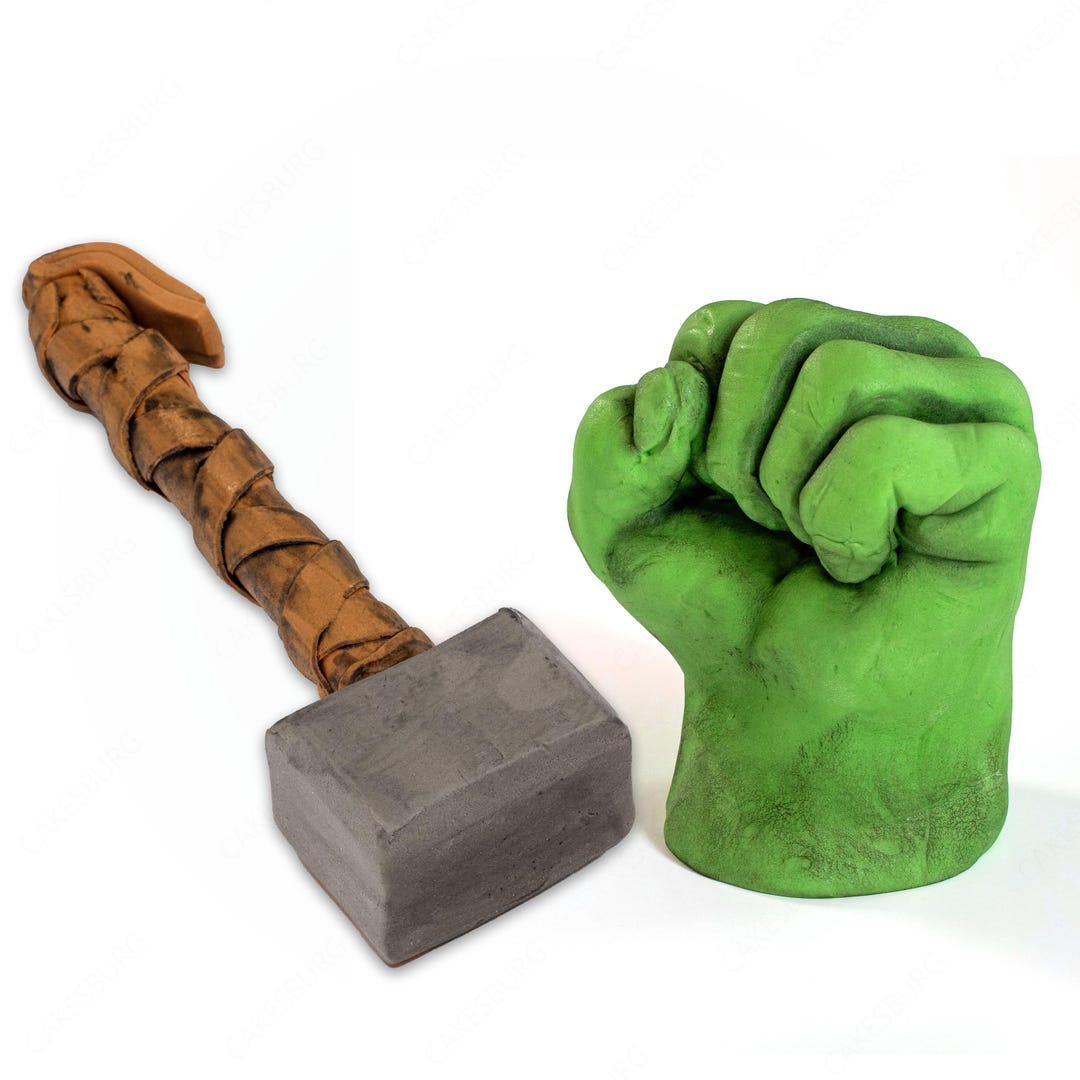Edible Fondant Hulk's Fist and Axe Cake Toppers - Etsy