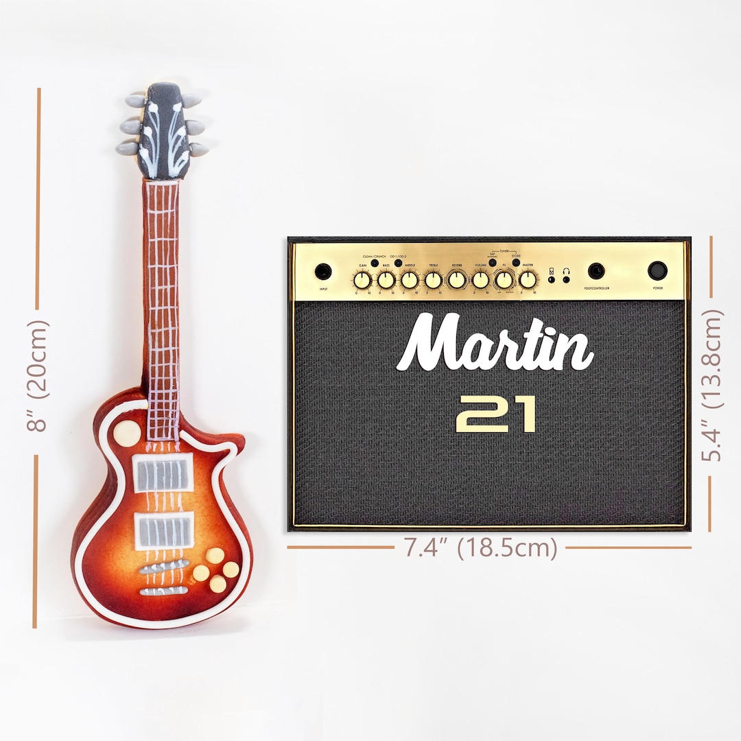 Edible Fondant Guitar Cake Topper and Personalised Amp Face - Etsy