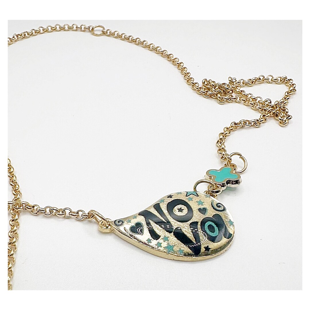 Gold Plated NONA Necklace Turquoise Cross Chain Martirika Baptism Gift ...