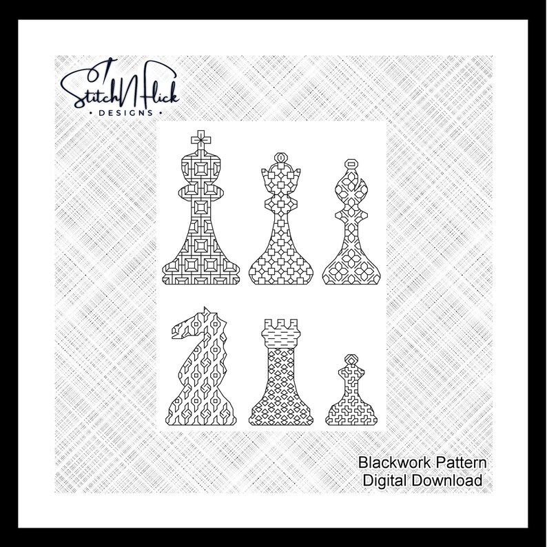 Chess Pieces Blackwork Pattern Cross Stitch Pattern - Etsy