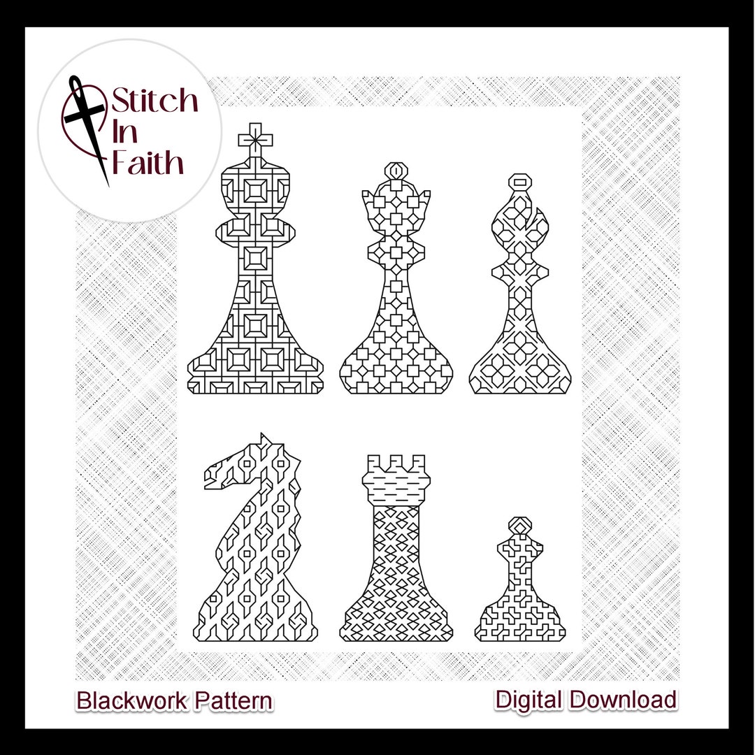 Chess Pieces > Blackwork Pattern, Cross Stitch Pattern, Embroidery ...