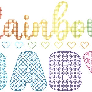 Rainbow Baby > Blackwork Pattern, Cross Stitch Pattern, Embroidery ...