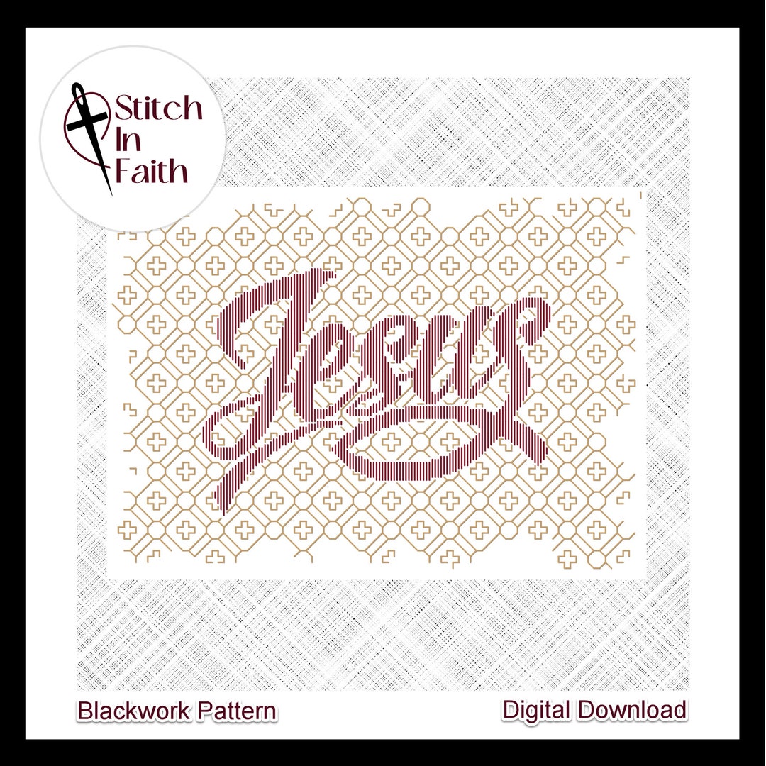 Jesus (linework) > Blackwork Pattern, Cross Stitch Pattern, Embroidery ...