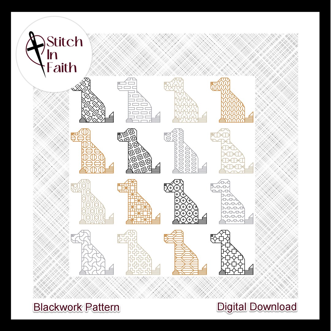 Dog Collection > Blackwork Pattern, Cross Stitch Pattern, Embroidery ...