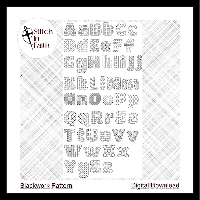 Blackwork Alphabet Pattern: Cross Stitch Embroidery (digital Download ...