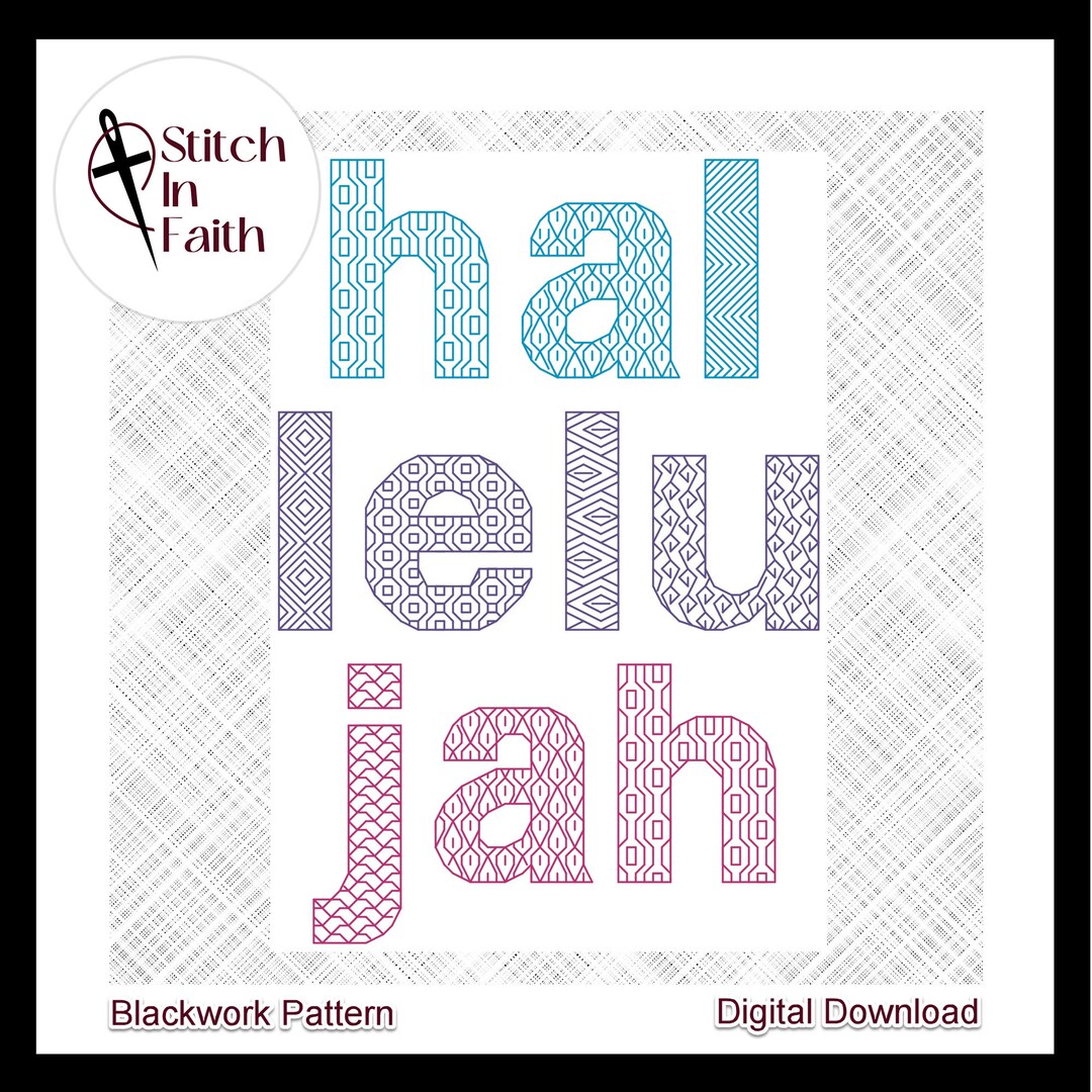 Hallelujah Blackwork, Cross Stitch Pattern, Embroidery Digital Download ...