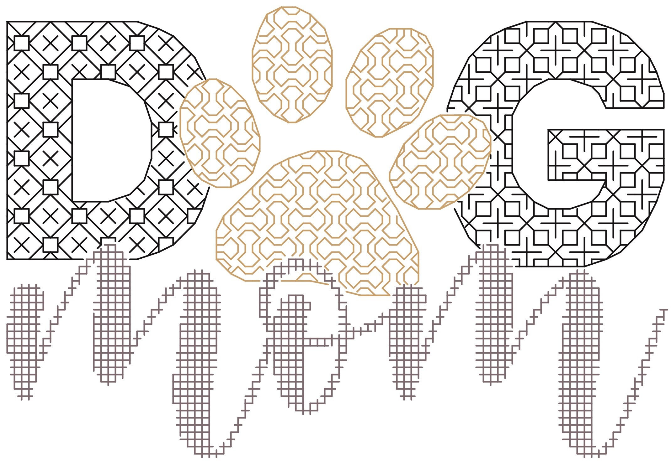 Dog Mom Blackwork Pattern, Cross Stitch Pattern, Embroidery Digital ...