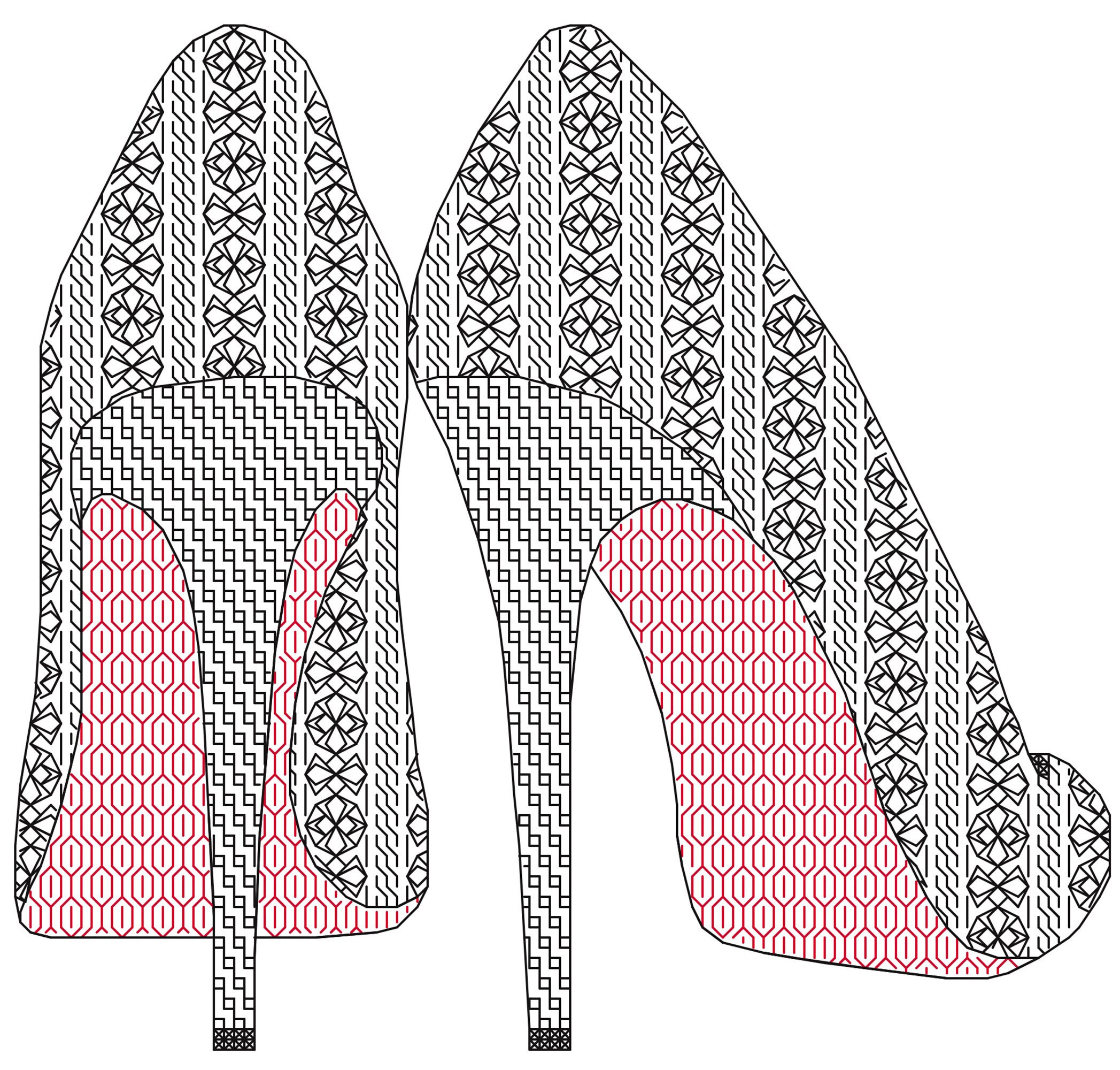 Red Bottom Stilettos Blackwork Pattern, Cross Stitch Pattern ...