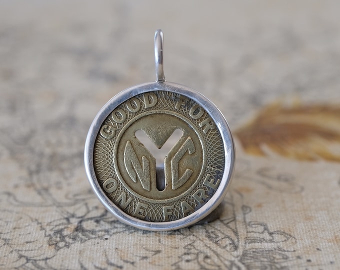 NYC SUBWAY TOKEN Pendant Coin, Fairs Tokens Set in Starling Silver for ...