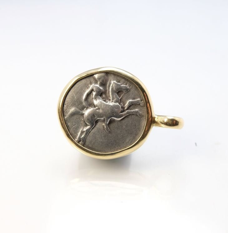 Ancient GREEK Coin PENDANT, Calabria and Tarentum, Phalanthos Riding ...