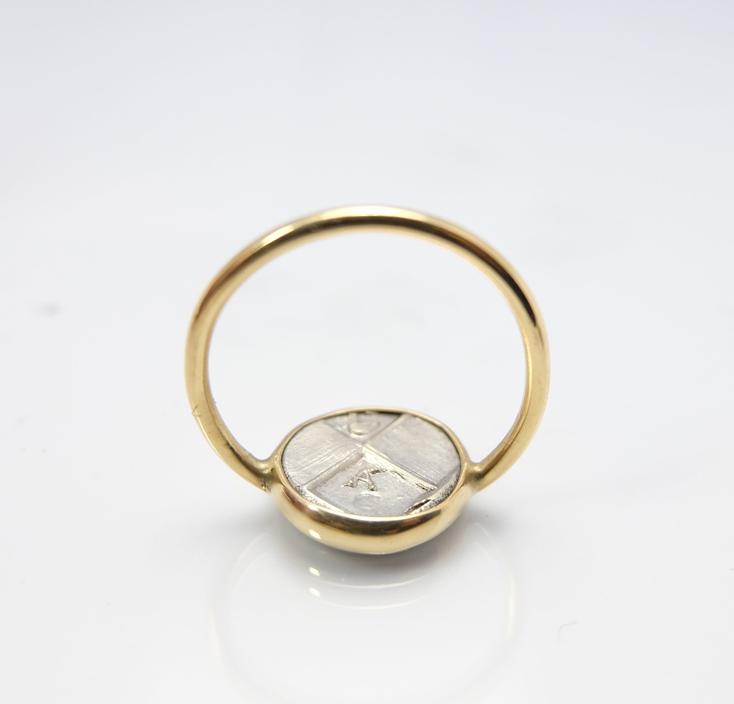 Ancient Coin Ring: Lion and Square Pattern 2300 Years Old Coin Set in ...