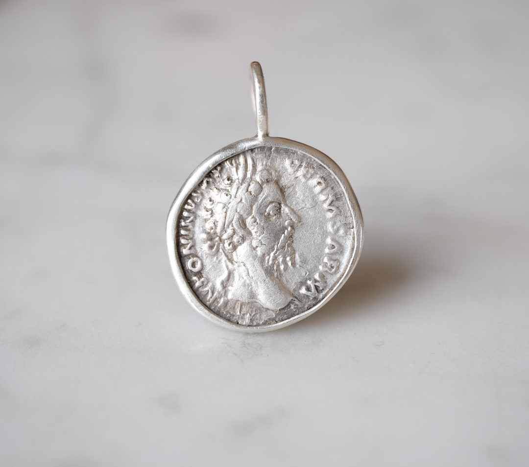 Marcus Aurelius Pax Ancient Silver Pendant Denarius Gold, Antique ...