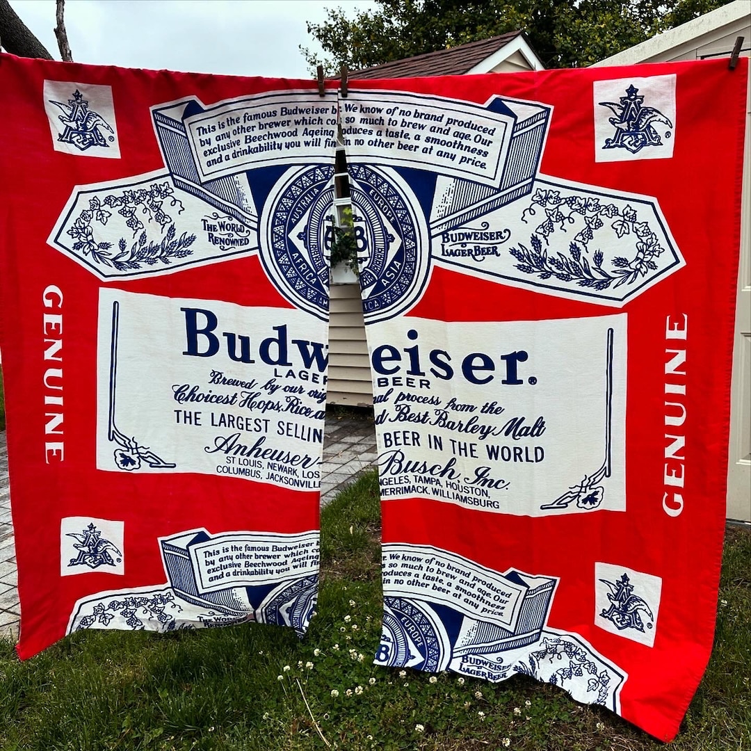 Vintage Budweiser Pinch Pleat Curtain Panels Set Bar Decor 70s 80s ...