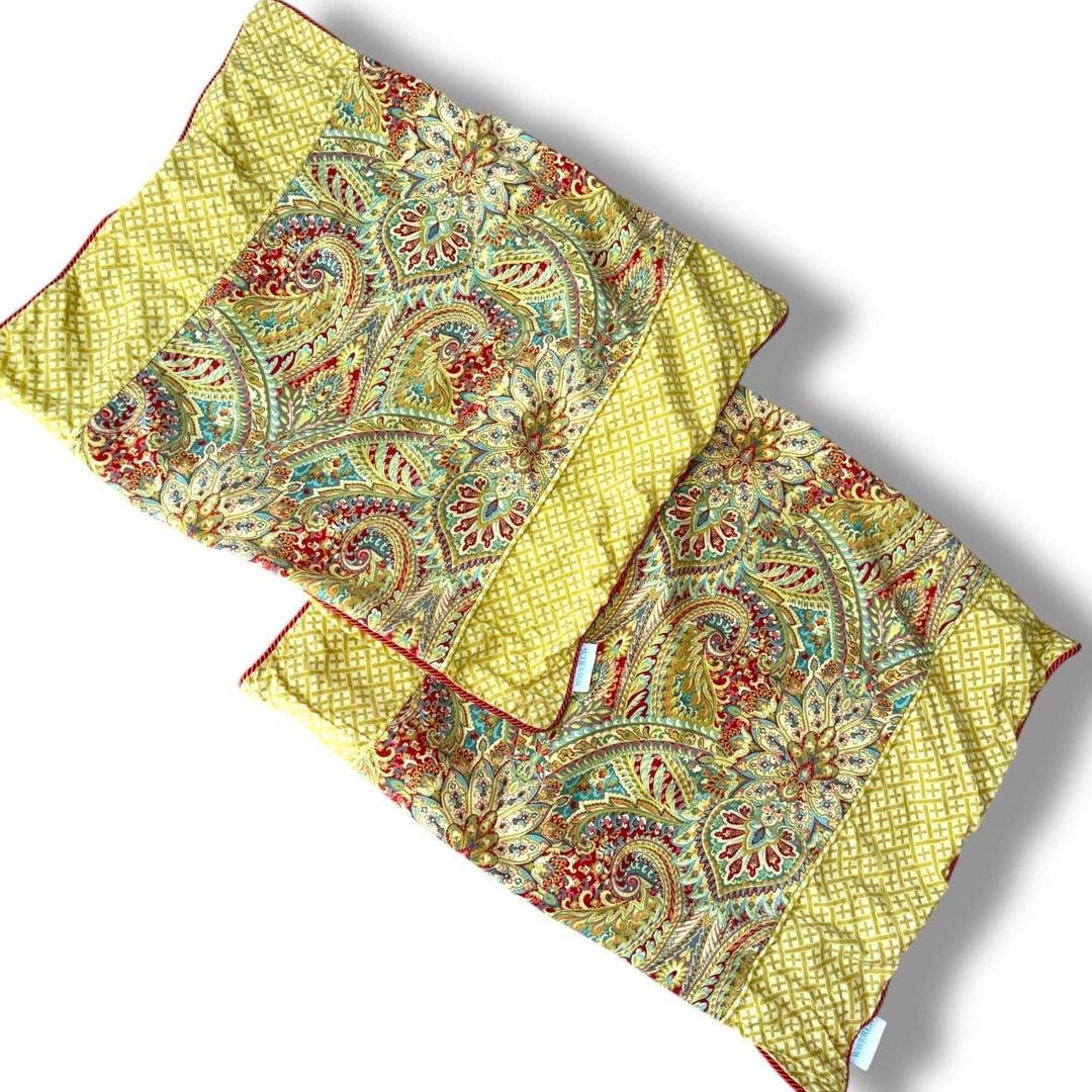 Waverly Paisley & Lattice Pillow Shams Set of 2 – 20” X 24” Corded Red ...