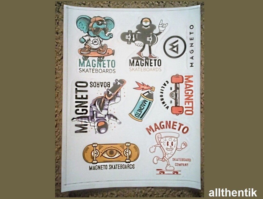 8 Vintage Magneto Skateboarding BMX Laptop Car Stickers Pop-art Vinyl ...
