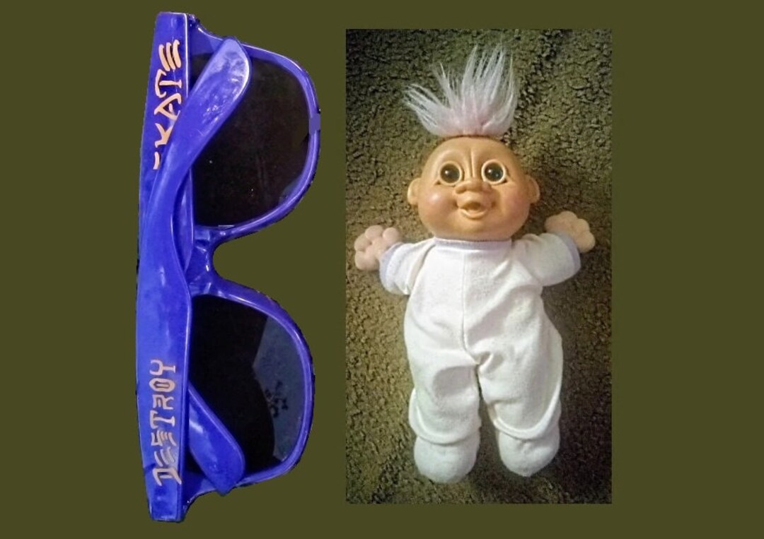 Vintage Troll Doll in Pajamas, Tan Pink, Plushie, Stuffed Animal Purple ...