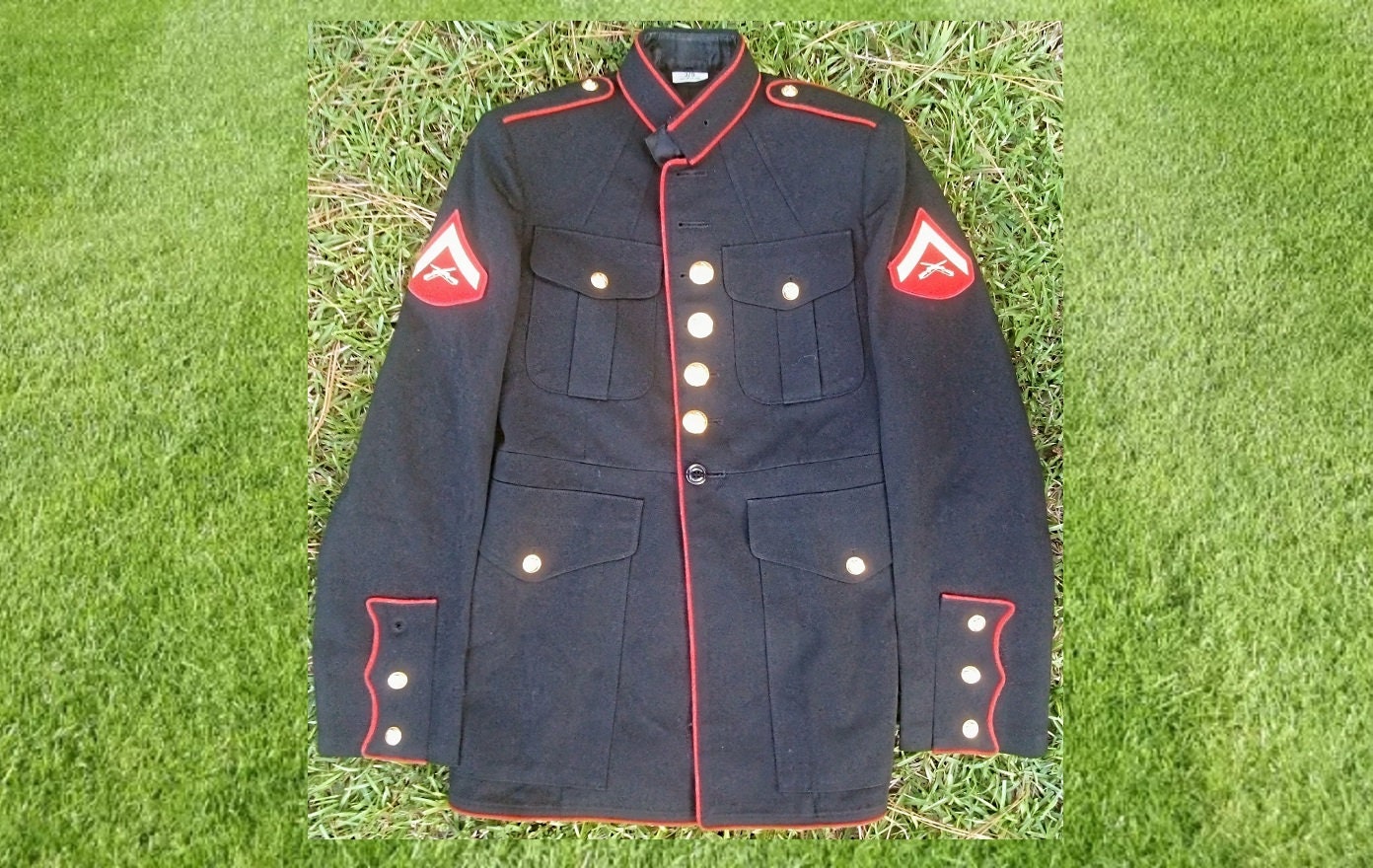 Vintage Rare Us Marine Corps Dress Blues Coat Marines Usmc Wool Uniform