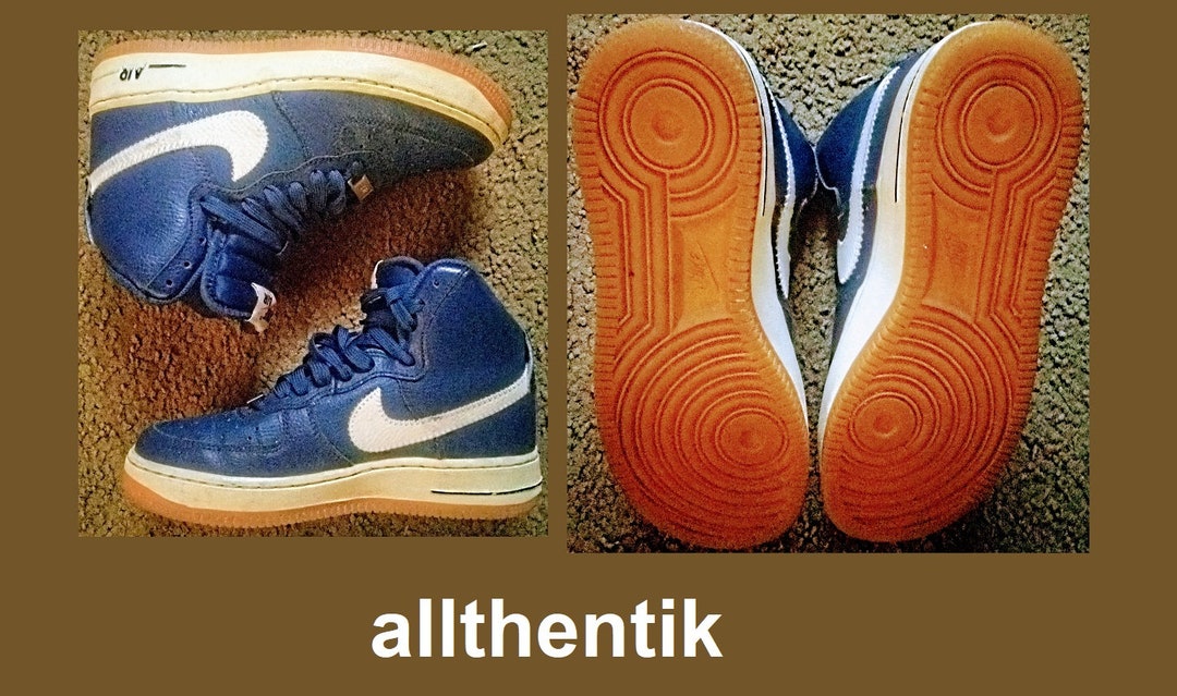 Vintage Blue White AF1 Sneakers Shoes Classic Tumbled Leather - Etsy