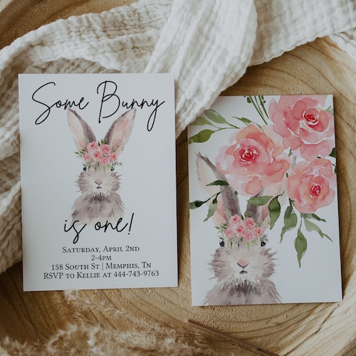 Bunny Birthday Invitation Some Bunny Birthday Invite Bunny - Etsy