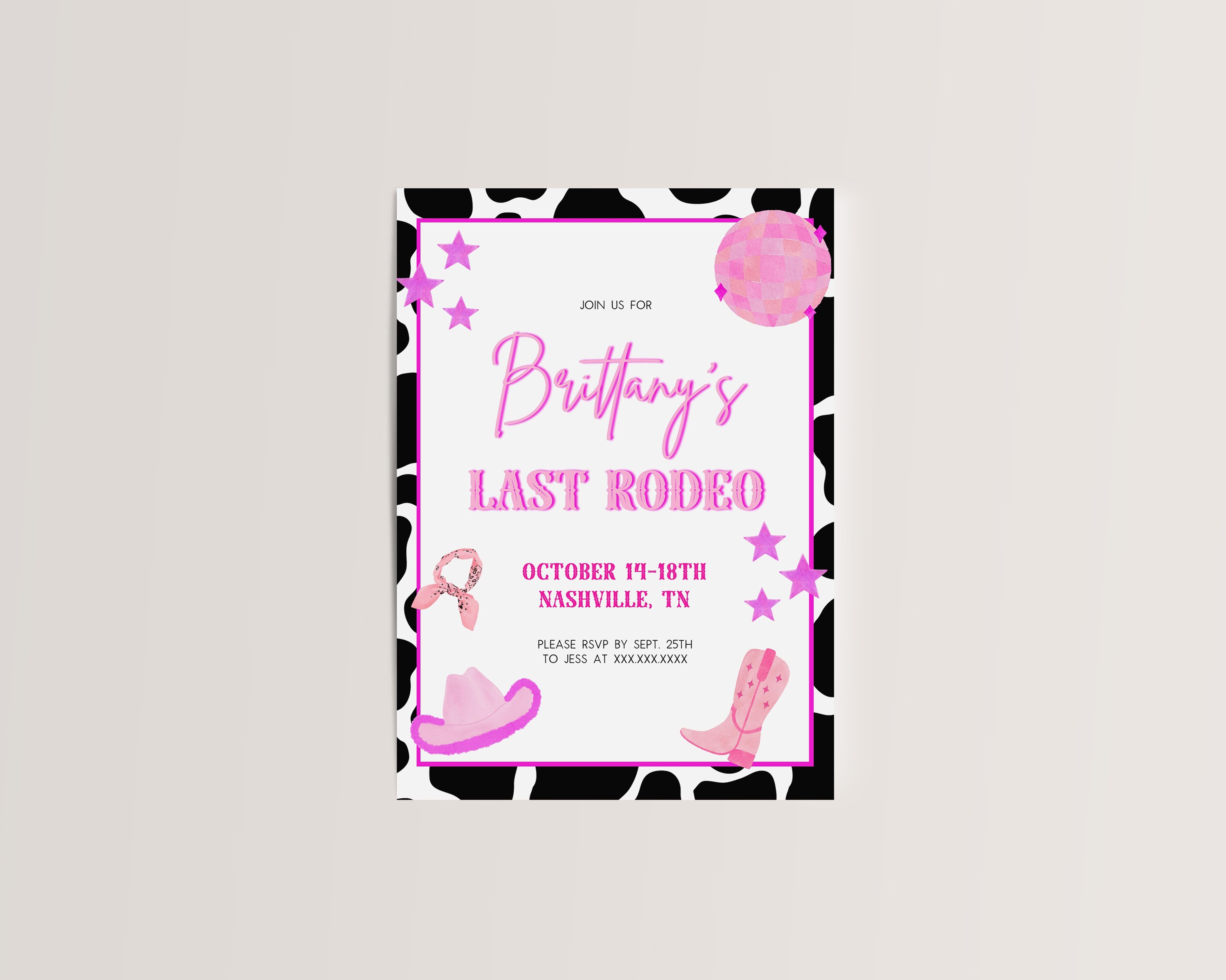 Last Rodeo Bachelorette Party Invitation Editable Bachelorette Party ...