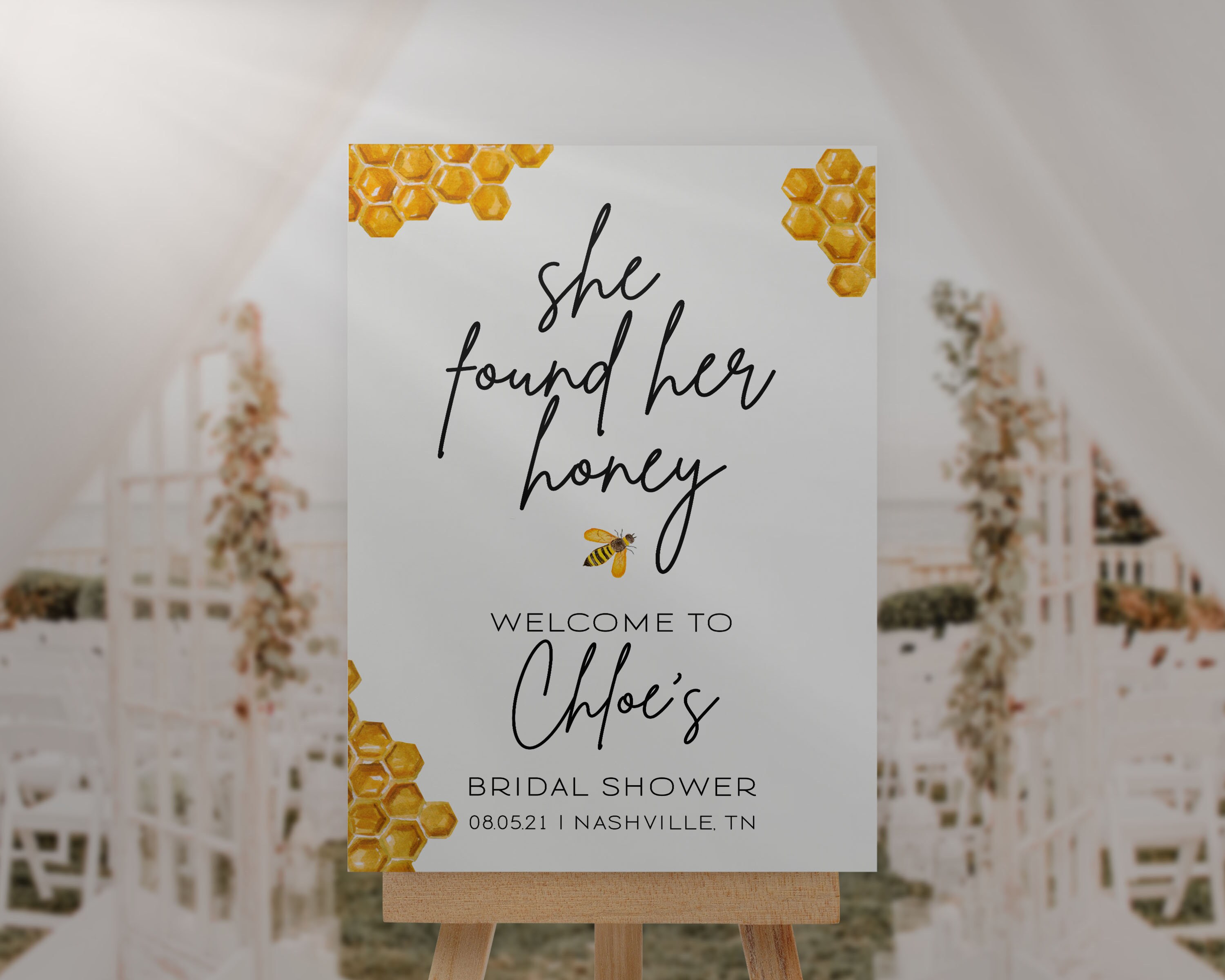 She Found Her Honey Bridal Shower Welcome Sign Editable Templet Bee ...