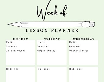 Weekly Lesson Plan Template, Teacher Planner Printable, Lesson Planner ...