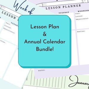 Calendar and Lesson Plan Color Bundle, Multiple Color Schemes, Calendar ...