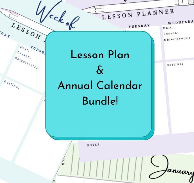 Calendar and Lesson Plan Color Bundle, Multiple Color Schemes, Calendar ...