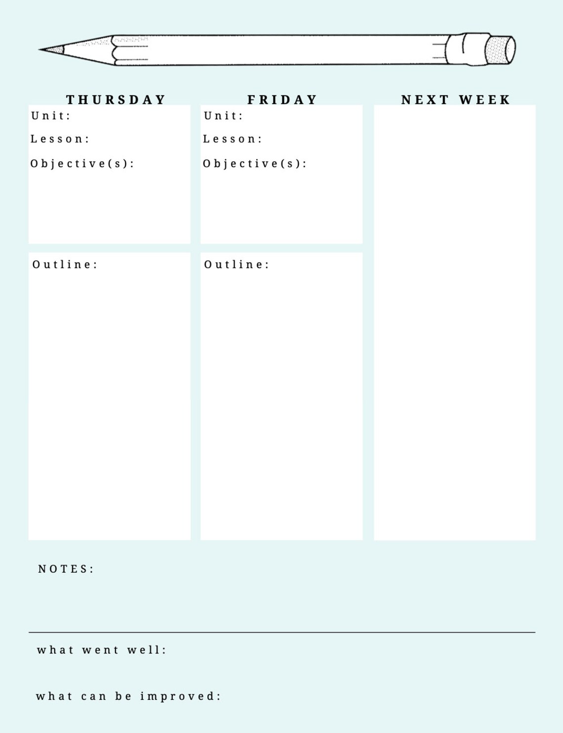 Weekly Lesson Plan Template, Teacher Planner Printable, Lesson Planner ...