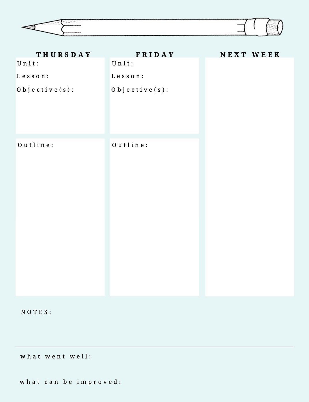 Weekly Lesson Plan Template, Teacher Planner Printable, Lesson Planner ...