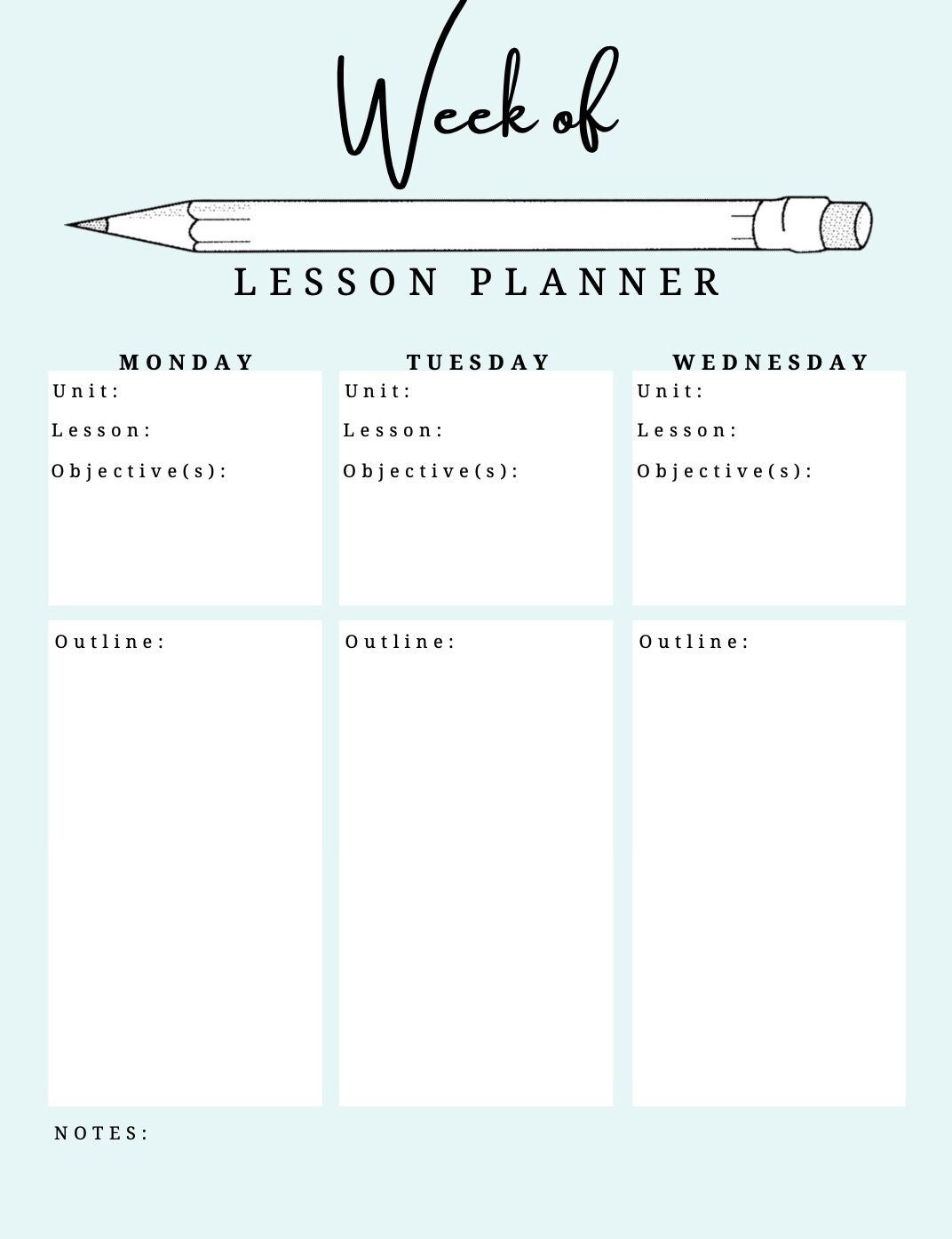 Weekly Lesson Plan Template, Teacher Planner Printable, Lesson Planner ...