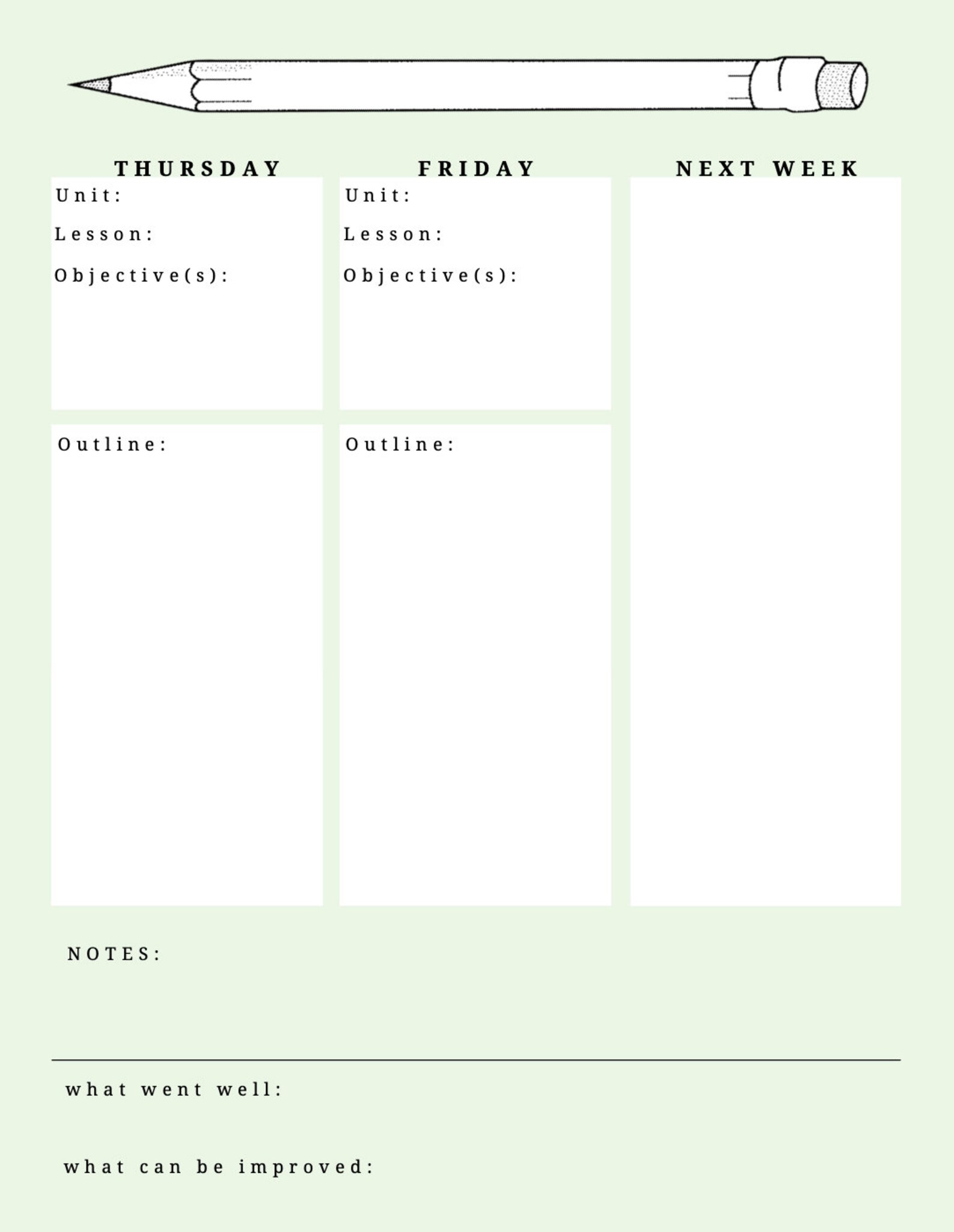 Weekly Lesson Plan Template Teacher Planner Printable Lesson - Etsy