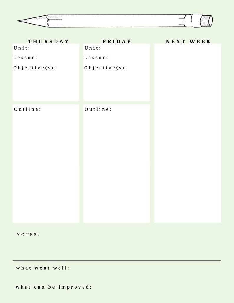 Weekly Lesson Plan Template Teacher Planner Printable Lesson - Etsy
