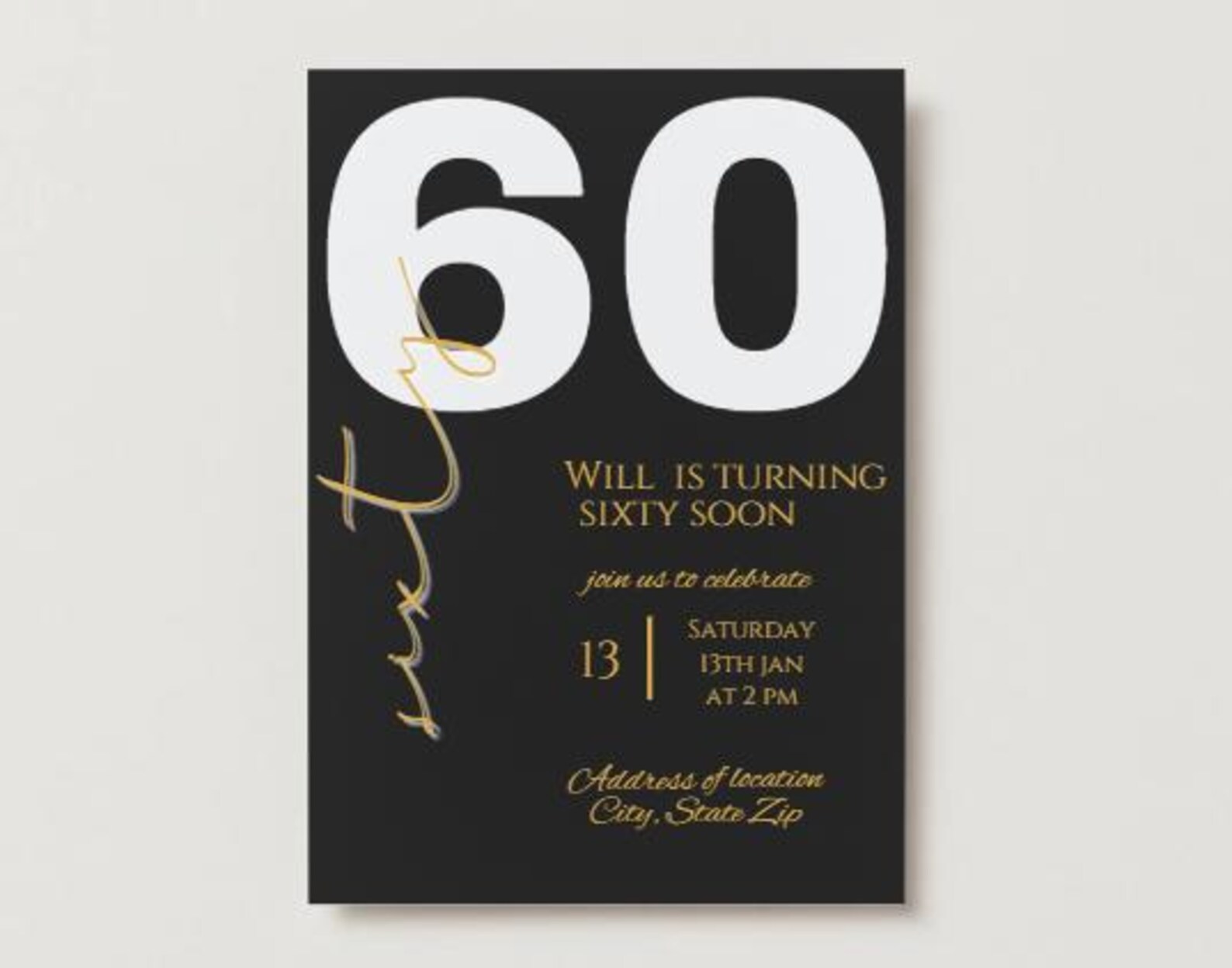 Printable Birthday Invitation Template, 60th Birthday - Etsy