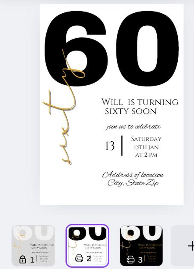 Printable Birthday Invitation Template, 60th Birthday - Etsy