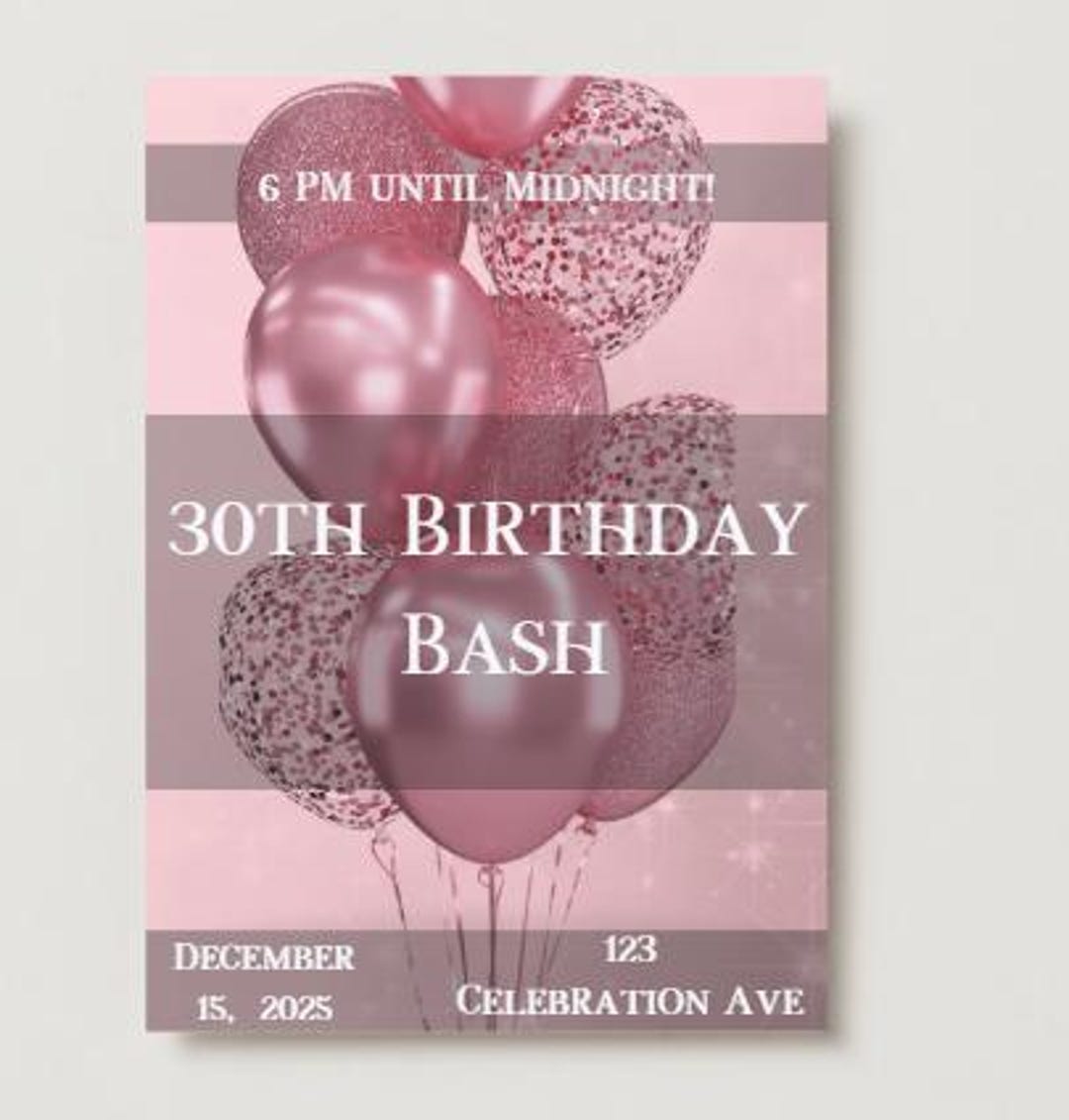 30th Birthday Bash Editable Invitation - Etsy