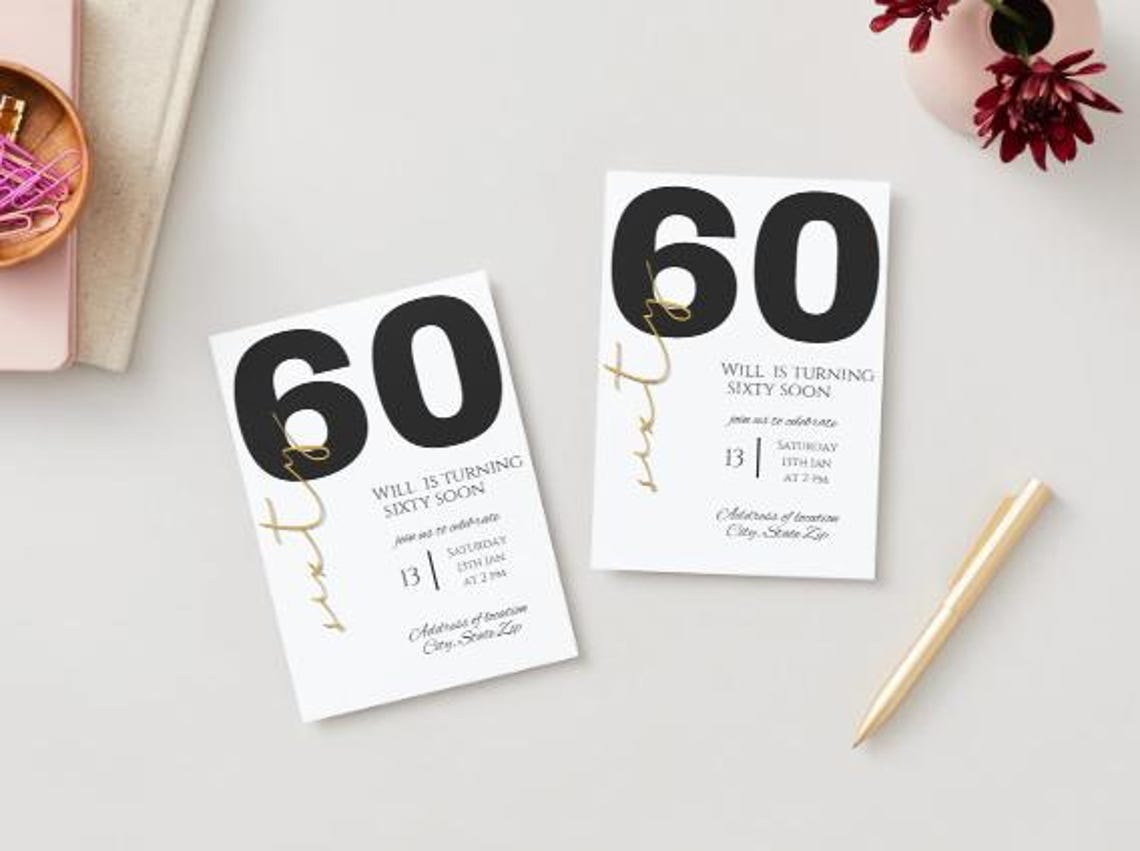 Printable Birthday Invitation Template, 60th Birthday - Etsy