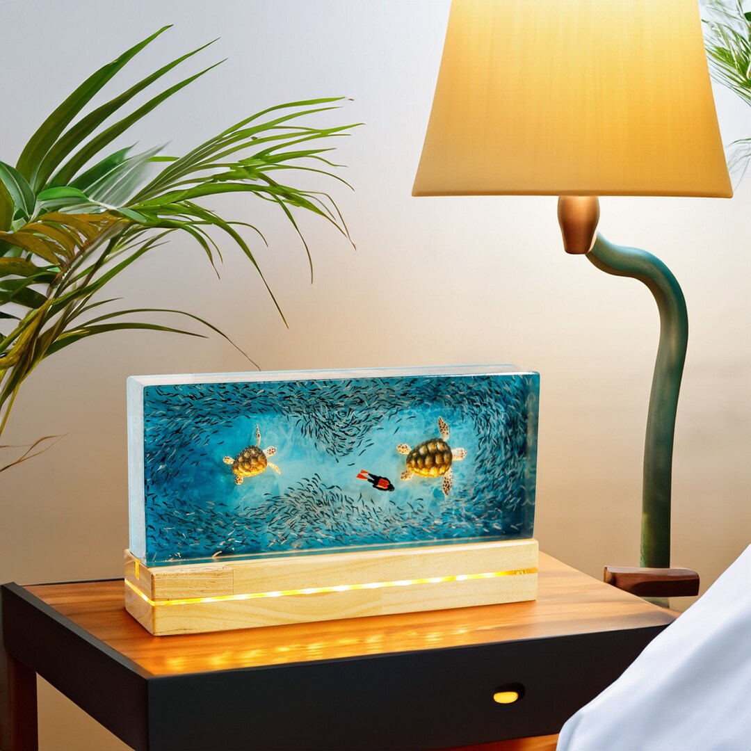 Turtle Resin Night Lamp Epoxy Night Light Custom Night Light Resin 3D ...