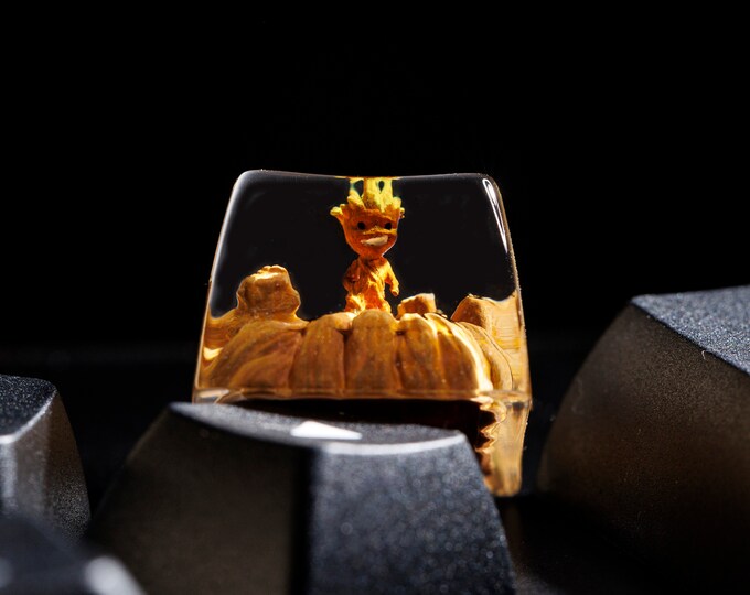 Adult and Baby Groot Keycaps Handmade Resin Custom Artisan - Etsy